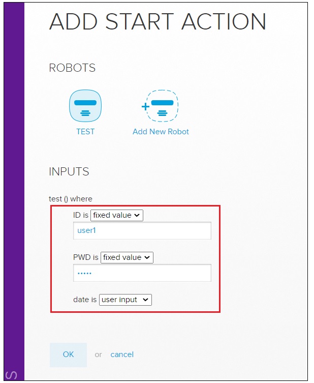 Kappletロボット実行時のパラメータ（Input）利用方法